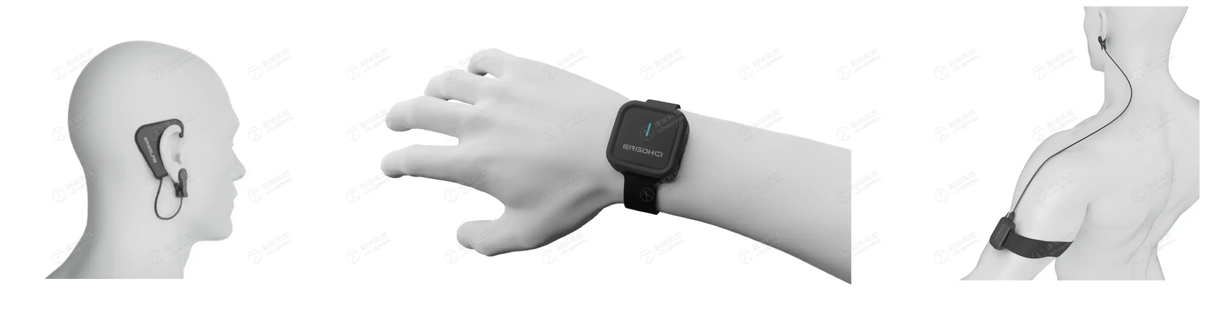 图4 智能穿戴耳夹传感器、智能穿戴手腕传感器和BIO系列插入检测式耳尖脉搏PPG测量系统